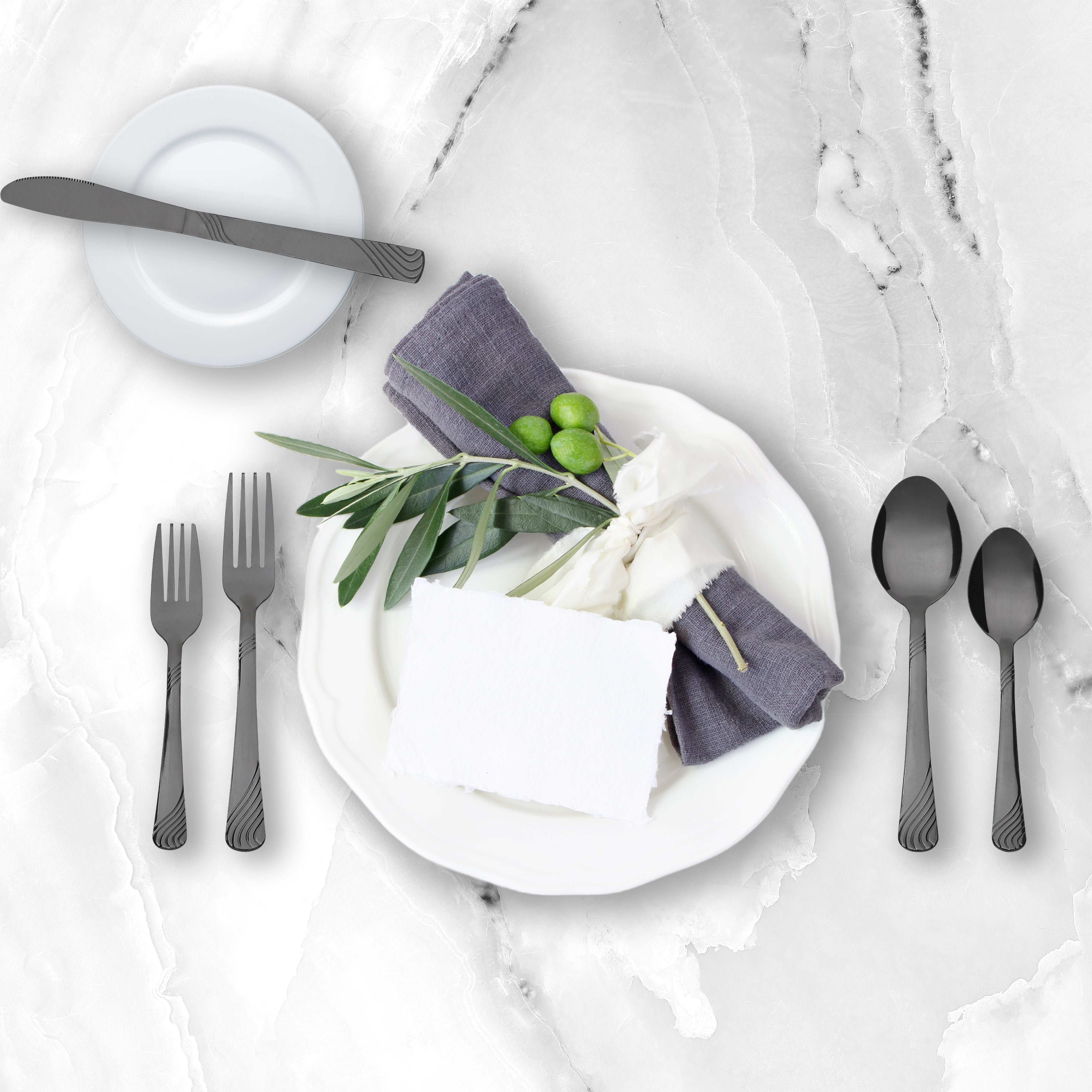 EcoTrend Swirl 48 Piece Black Recycled Stainless Steel and Packaging ...